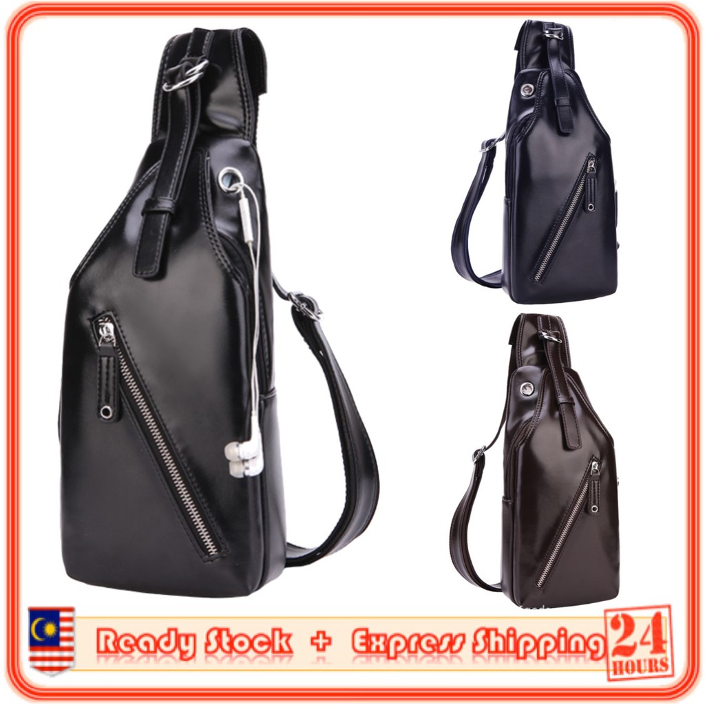 MILANDO Man Men PU Leather Crossbody Cheast Sling Bag Beg Silang Lelaki ...