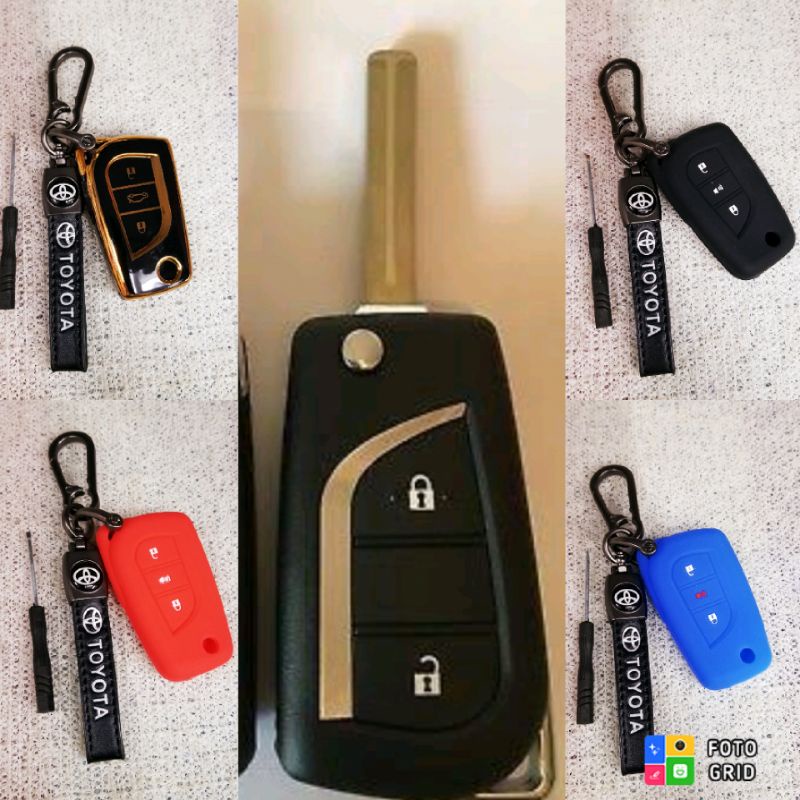 toyota innova, fortuner, hilux, altis, silicone flip key cover keychain ...