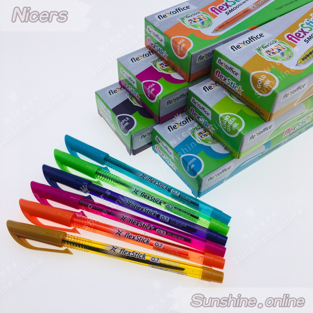 12pcs original Flexoffice flexstick smooth COLOR ink pen ballpen 0.7MM ...