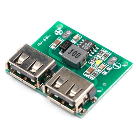 HW-681 DC-DC Step Down Power Module Dual USB 5V 3A Car Charging Buck ...