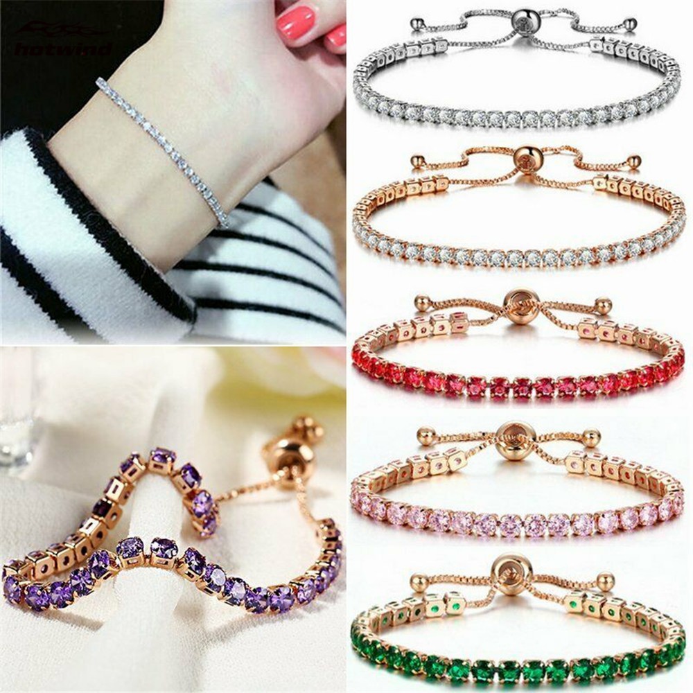 HW Women Rhinestone Crystal Bracelet Adjustable Bangle | Shopee Philippines