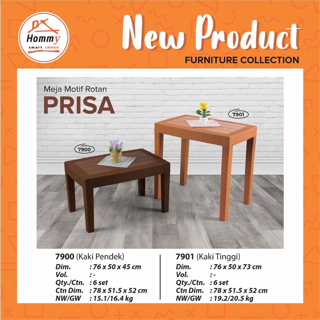 Hommy Prisa Rattan Motif Plastic Table (Short/ Tall) | Shopee Philippines