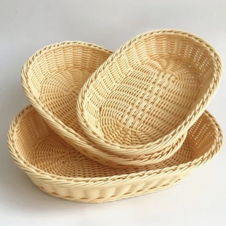 Oval Woven Plastic Rattan Bread Basket Food Fruit Storage | Shopee Philippines