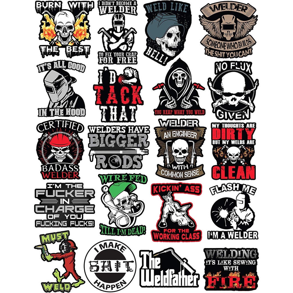 20 Welding Stickers for Welding Hood & Tool Box – 100% Vinyl Stickers ...