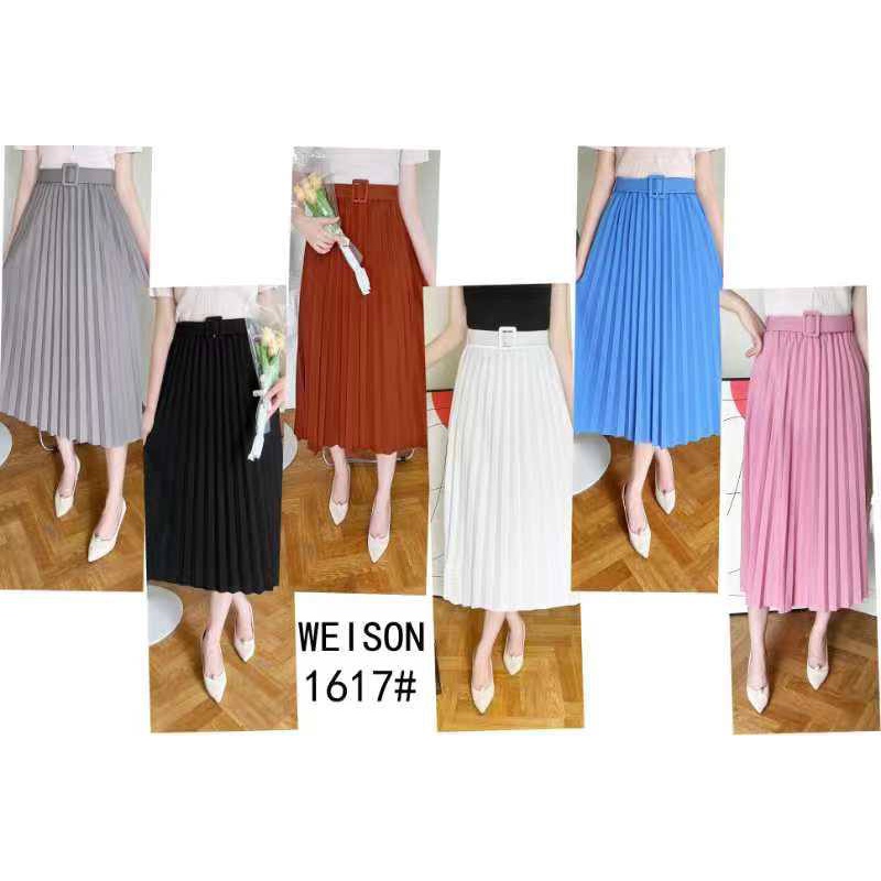 WEISON KOREAN STYLE PLEATED LONG SKIRT W/BELT #W1617 | Shopee Philippines