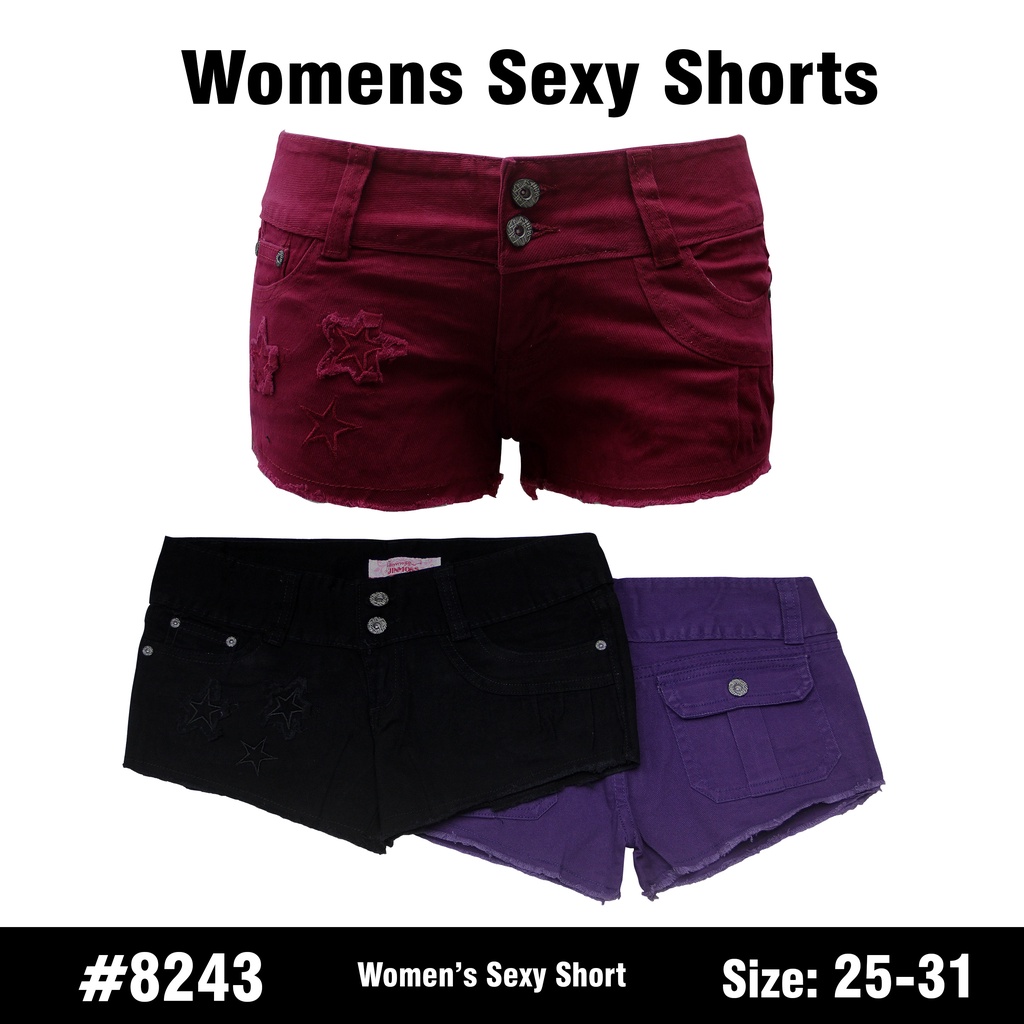 #8243 AMATIN Women's denim colored shorts, womens colered shorts ...