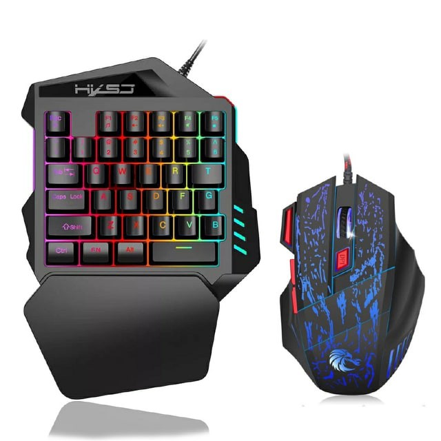 Mini One-Hand Mechanical Gaming Keyboard V100 35 Keys Colorful Backlit ...