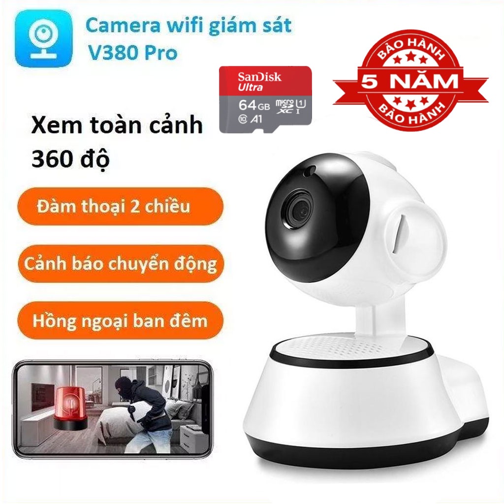 360 Smart Wireless Camera, Wifi IP V380 Pro Full HD 1080p - 2-Way ...