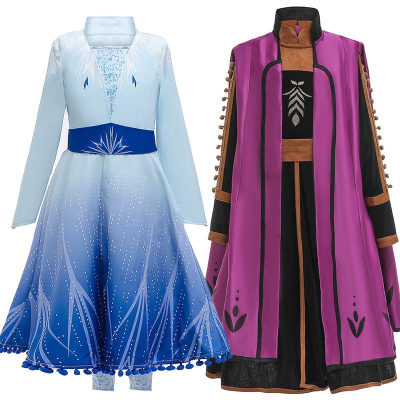 Adorable 2 Elsa Snow Queen Anna Kids Cosplay Dress With Design Elegant ...