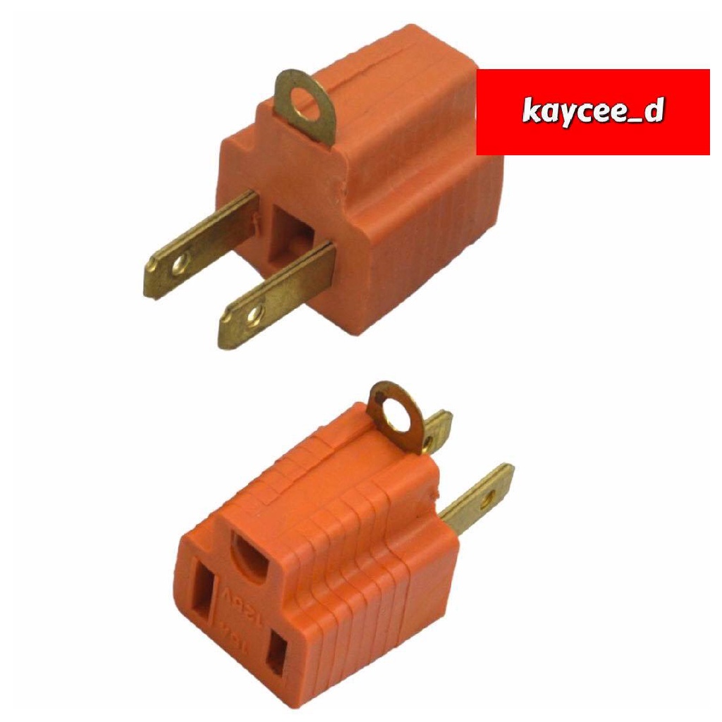 [KCD] 3 Prong to 2 Prong Orange Outdooor Adapter Plug, 15A 125V, Orange ...