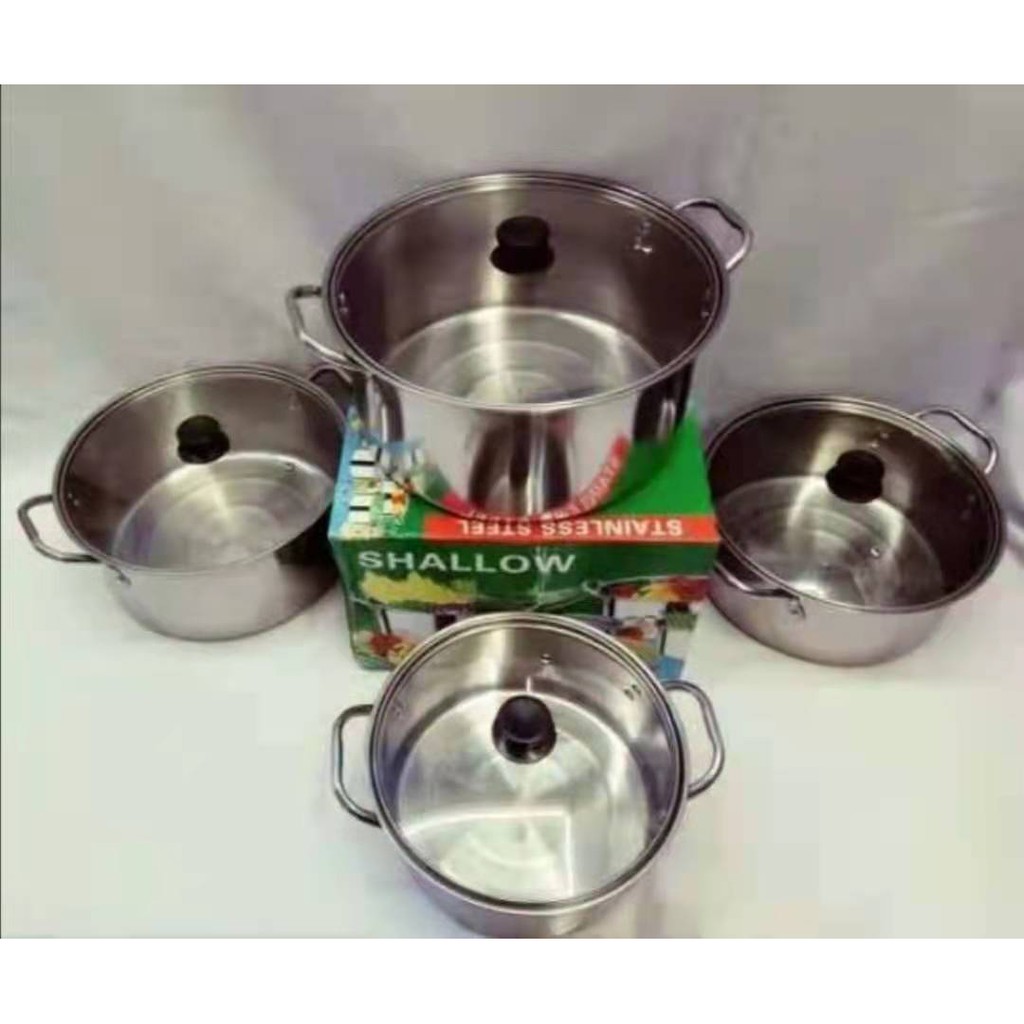 [4 in 1] 22CM 24CM 26CM 28CM 30CM Stainless Steel Metal / Glass Stock ...