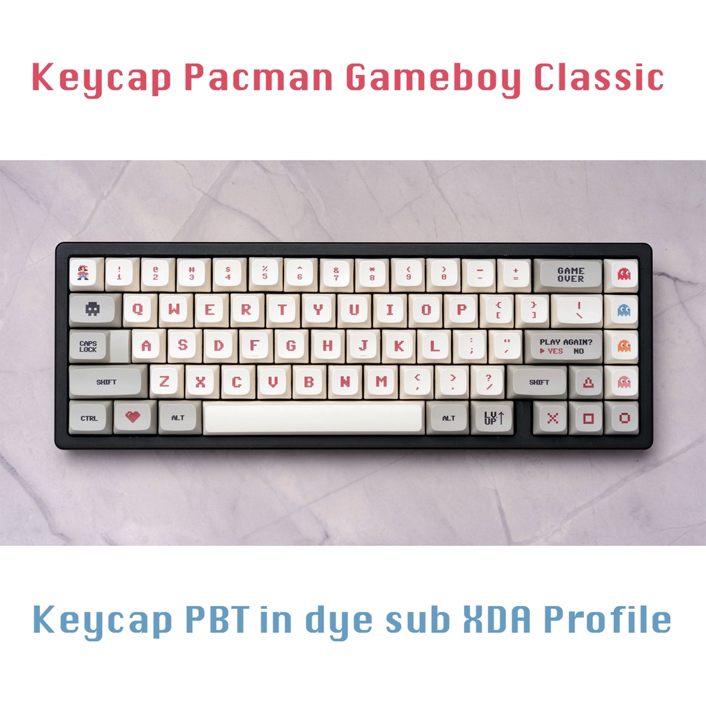 Classic Gray White Gameboy Pacman Keycap, PBT Plastic Mechanical ...