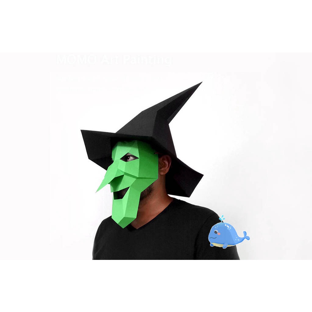 MOMO Helmet Paper Mold Halloween Witch Mask Wearable Handmade Model ...