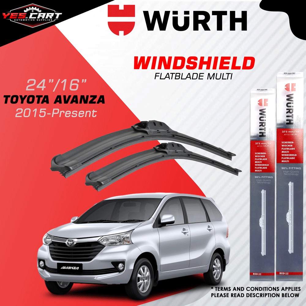 WURTH WINDSCREEN WIPER FLAT BLADE MULTI REDLINE BUNDLE FOR TOYOTA ...