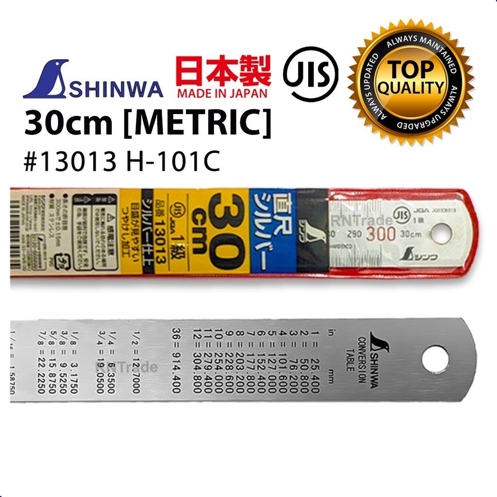 Stainless Steel Ruler Shinwa 30cm 300mm, Made in Japan | Shopee Philippines