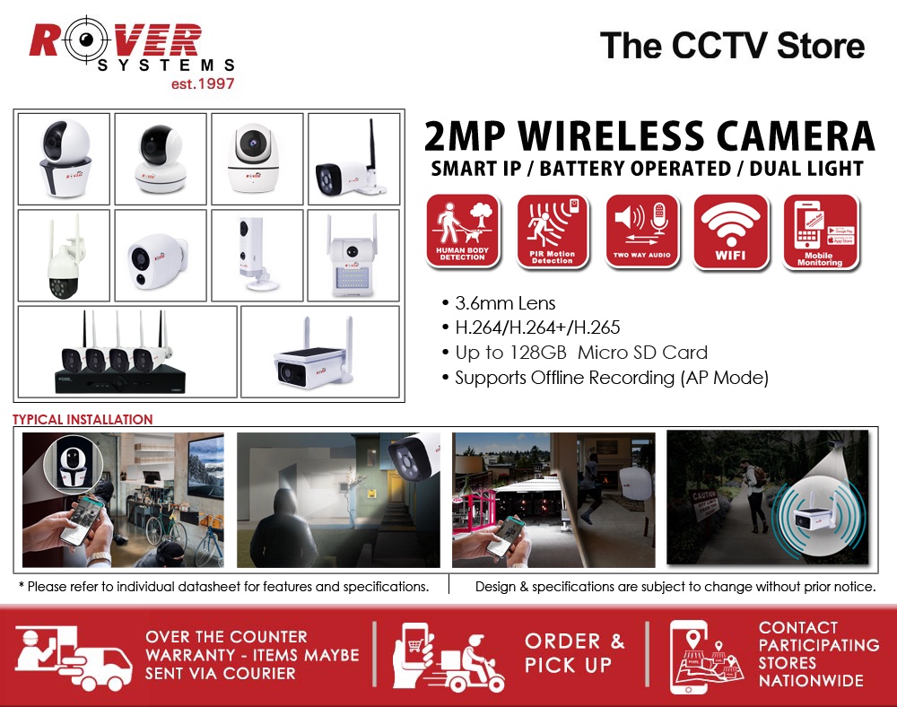 Rover Systems 2MP 1080P Smart IP Pan Tilt CCTV Camera Indoor Wireless ...