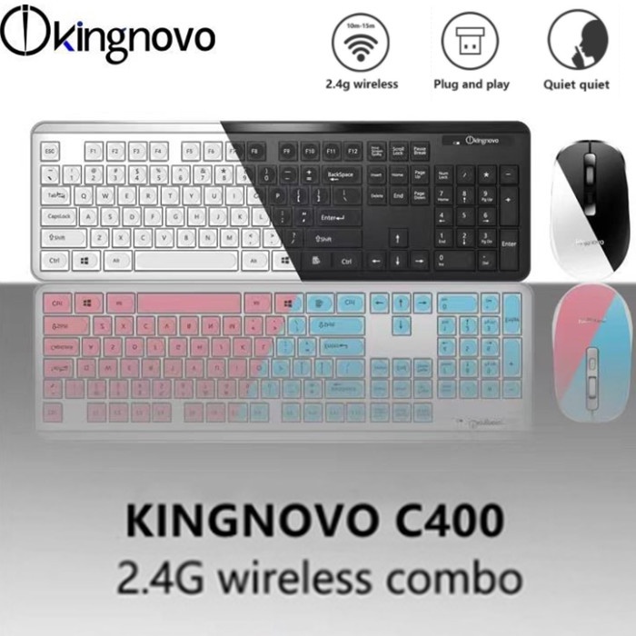 kingnovo c400 2.4G USB Wireless Keyboard and Mouse Set For laptop PC ...