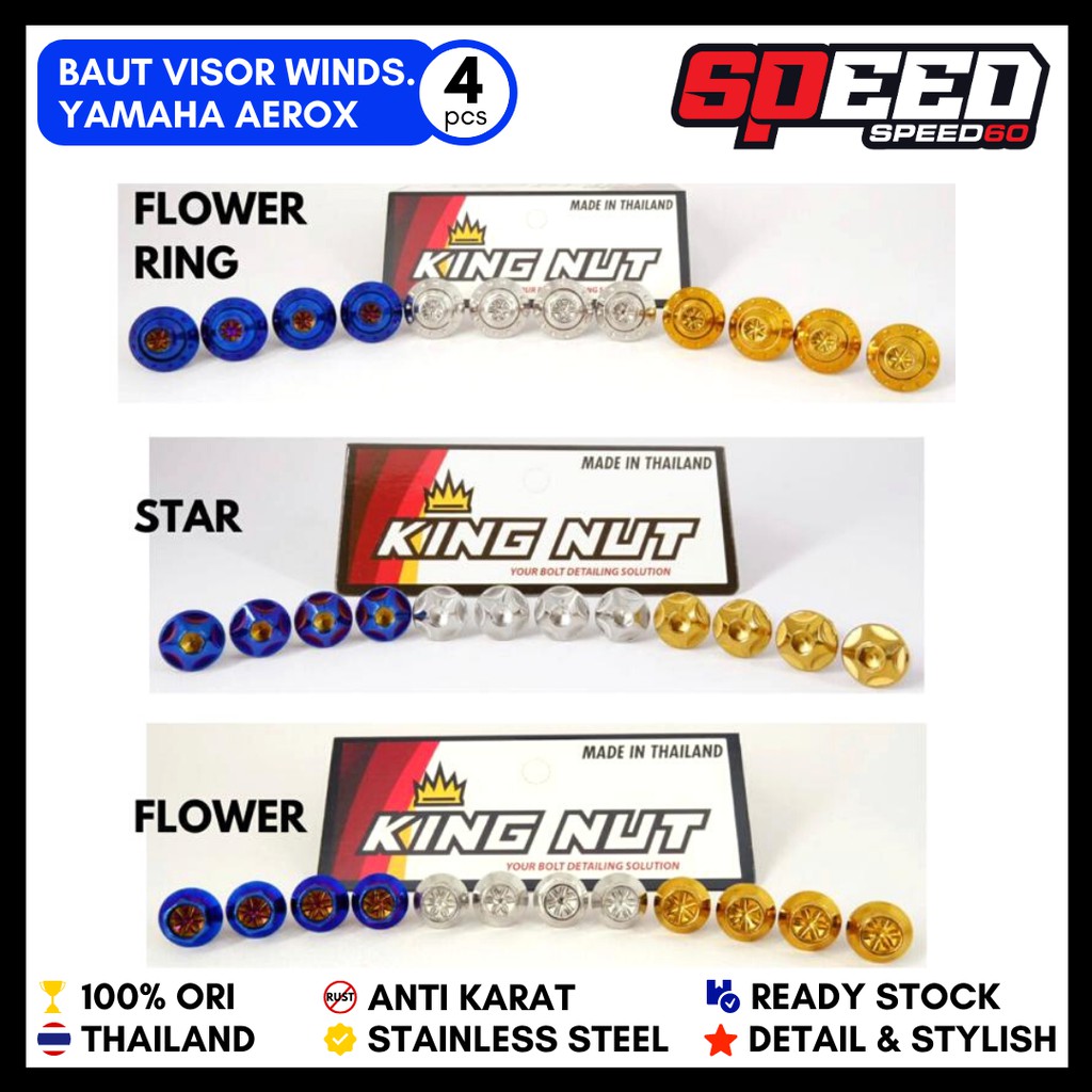 Aerox Windshield Visor Bolts Probolt Stainless Steel King Nut Bolts ...
