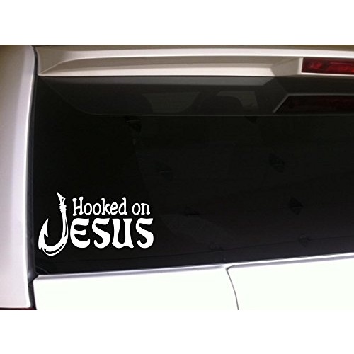 Hooked on Jesus 6" Vinyl Sticker Decal *C26 Religious Christian Cross ...