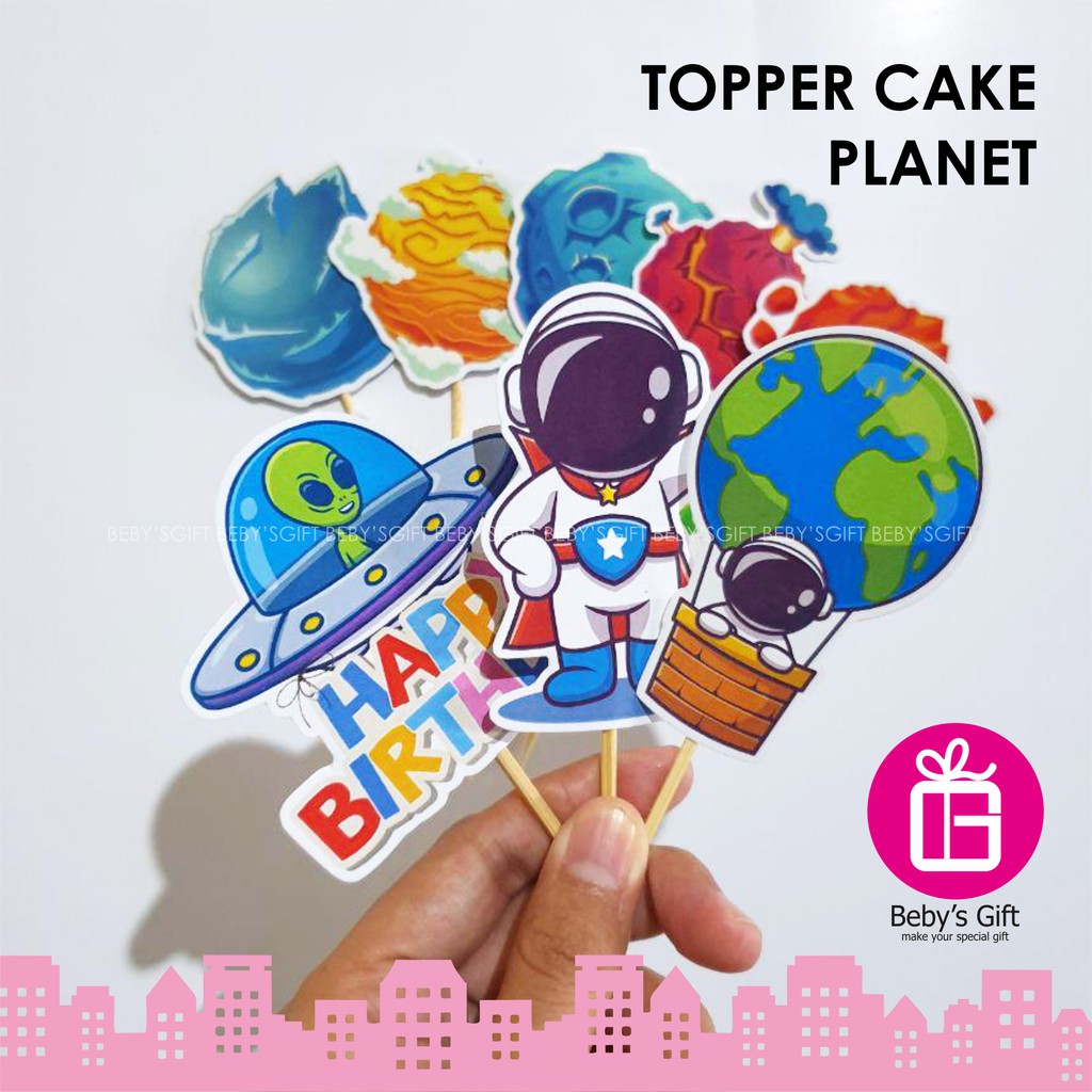 Astronaut Planet Birthday Cake Topper | Shopee Philippines