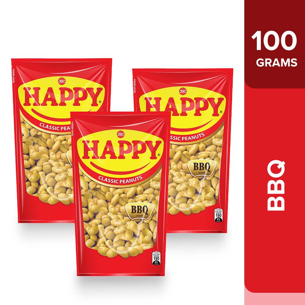 Happy Peanuts BBQ Flavor 100G x 3Pcs | Shopee Philippines