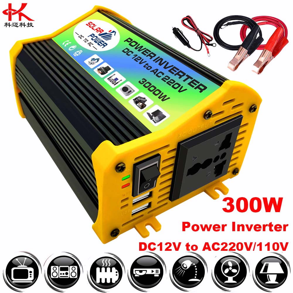 Solar Inverter 12v to 220 v 110v 300W Solar Converter Transformer 12 v to 220 v 110v for Car ...