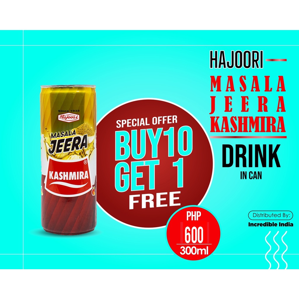 HAJOORI Masala Jeera Kashmira Drink in Can Special Offer Buy 10 Get 1 ...