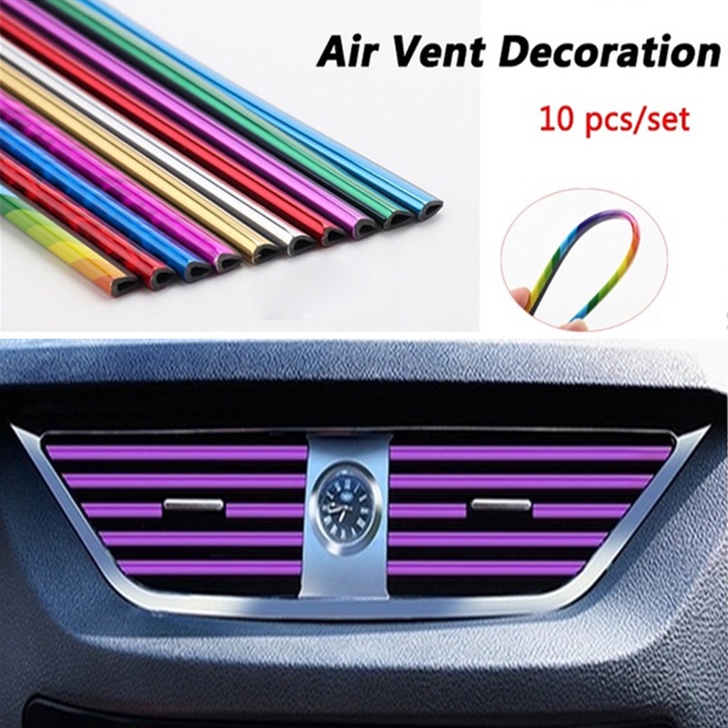 10 Pieces DIY Car-styling Chrome Styling Moulding Car Air Vent Trim ...
