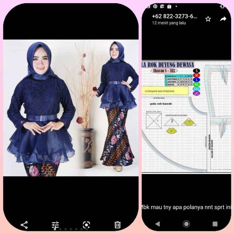 Shirt Pattern Sewing Pattern PEPLUM KEBAYA Pattern & Mermaid Skirt ...