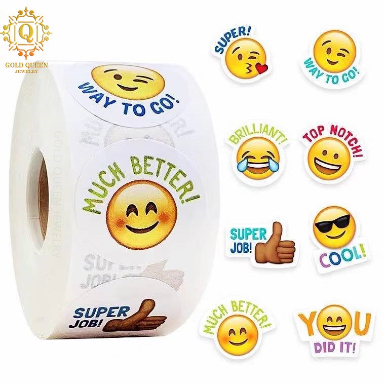 GOLD QUEEN 500pcs/roll High quality 8 different styles emoji sticker ...