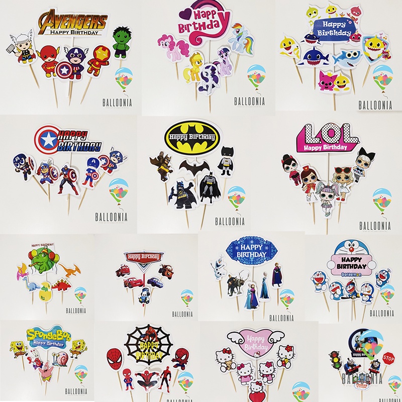 Character paper Cake Topper/Cup Cake Topper/Cake punch/character Cake ...