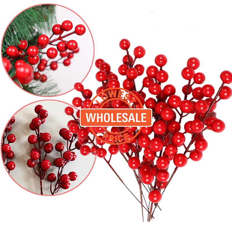 [Wholesale Price] Red Berries Stems Christmas Red Berry Artificial ...