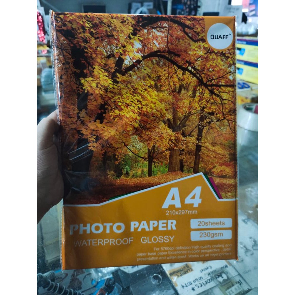 1 PACK A4 SIZE QUAFF WATERPROOF GLOSSY PHOTO PAPER 230 GSM | Shopee ...