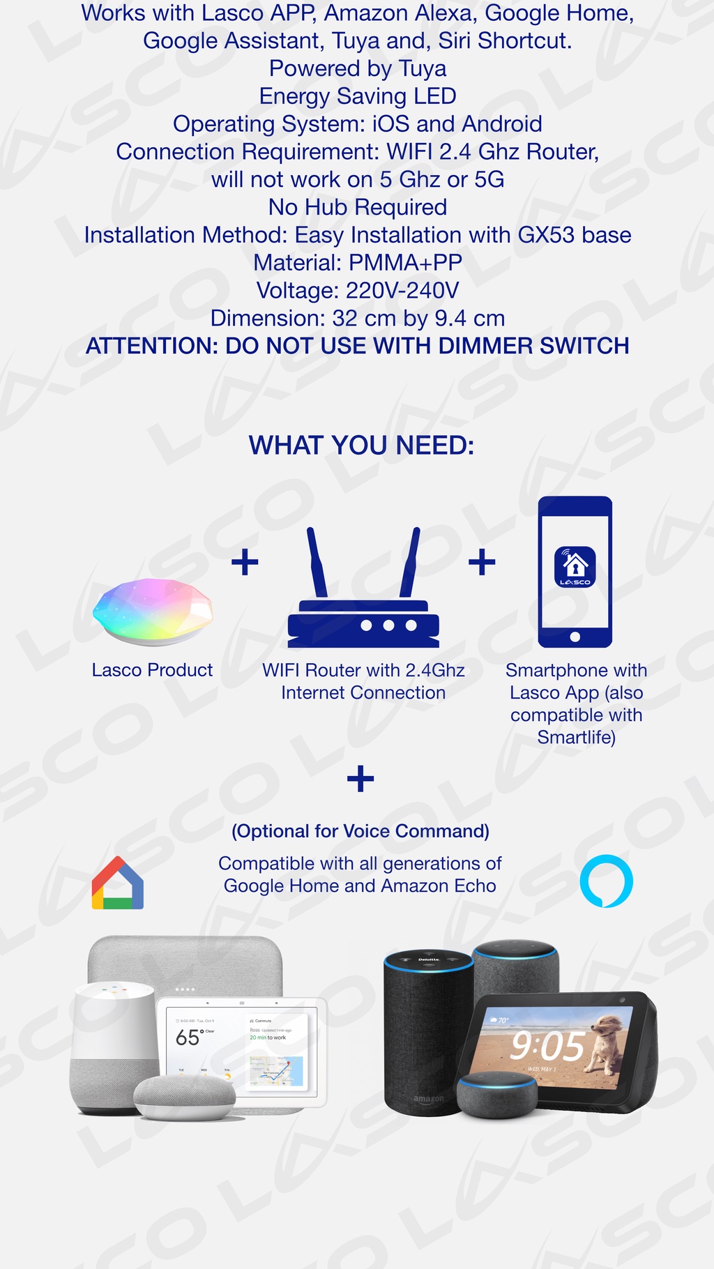 Lasco Wi-Fi Smart Home Lighting Smart Ceiling Light WIFI Light RGB ...