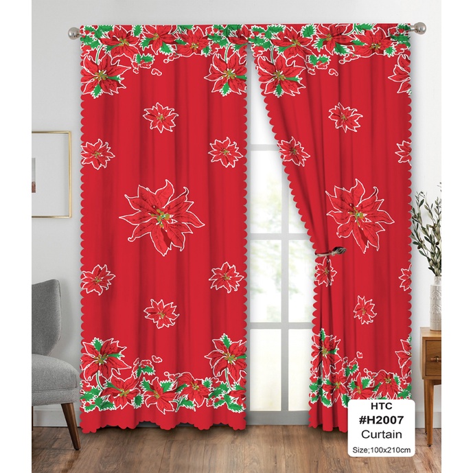 COD Christmas Decor Curtain Sale Kurtina Red Green Blue Curtains Window ...