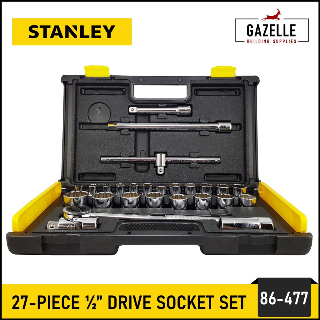 Stanley 27 Piece 1/2" Drive Socket Wrench Set Model No. 86-477 (10-32mm ...