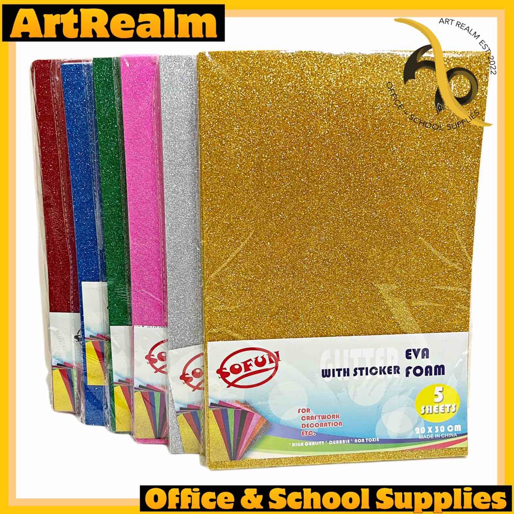 Sofun Glitter Foam Sticker (A4 Size) [*** With Adhesive ***] | Shopee ...