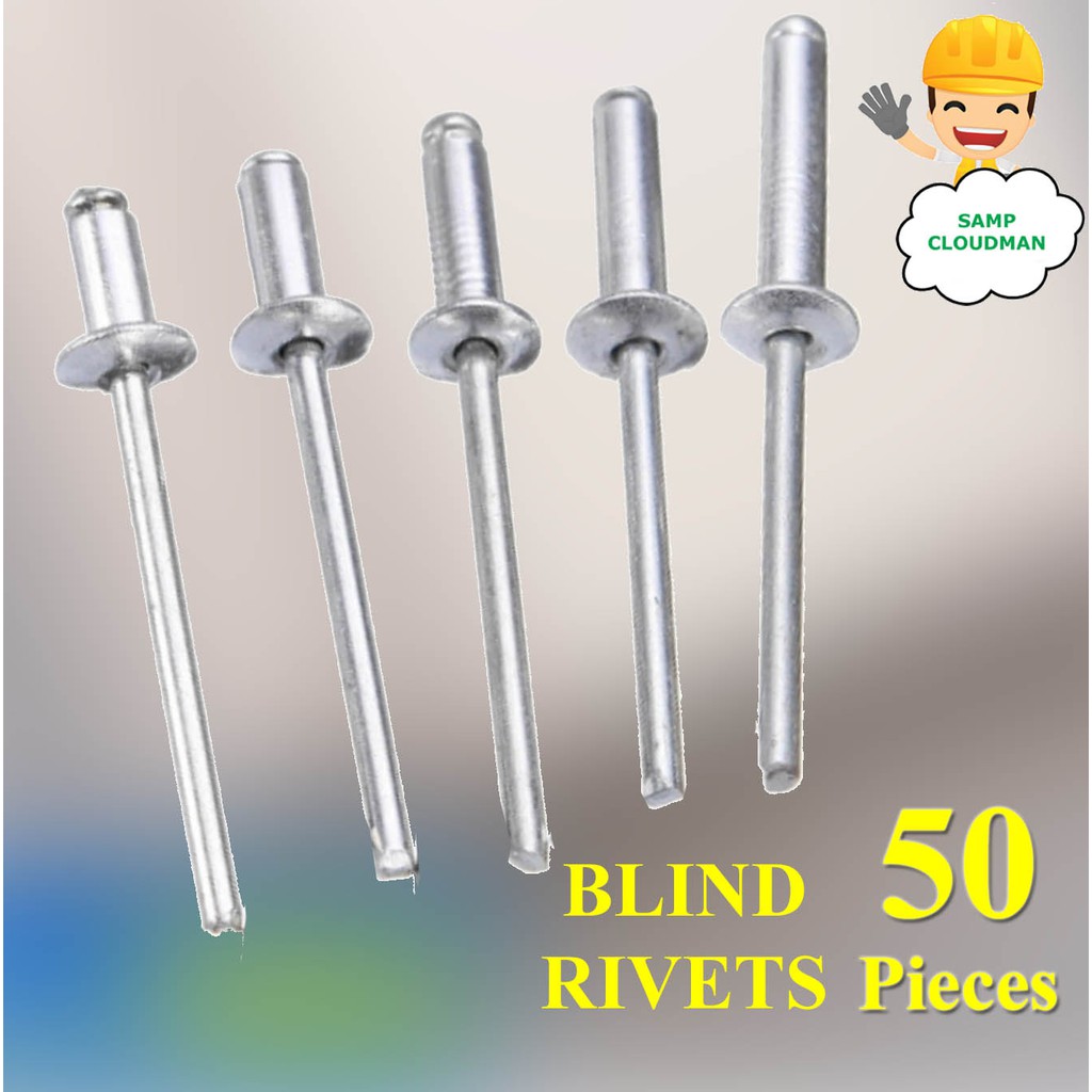 Blind Rivets 1/8 , 5/32 , 3/16 x 1/2 or 3/8 or 3/4 50 Pieces 50pcs pack ...