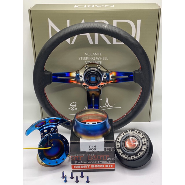 Titanium Color Steering Wheel Set Complete + Fold Neck + Nut + Slim ...