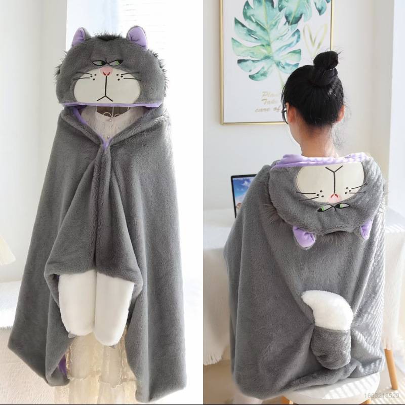 NS3 Disney Lucifer Cat Plush Blanket Office Nap Blanket with Hat Gloves ...