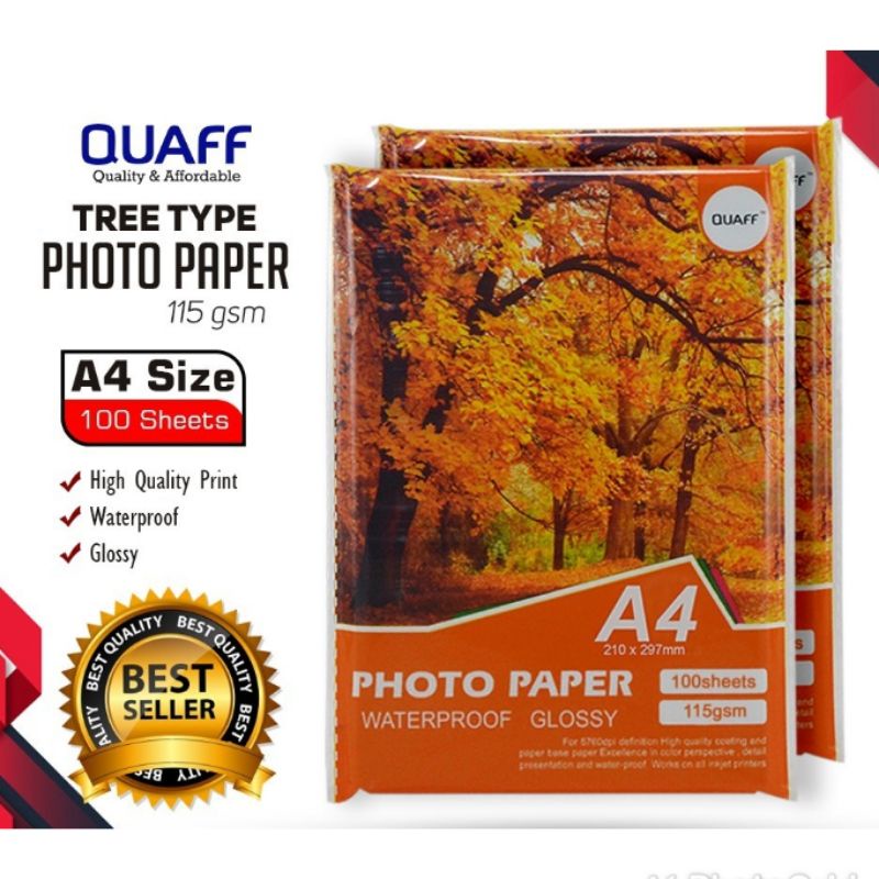 QUAFF TREE TYPE PHOTO PAPER GLOSSY 115GSM 100SGEETS | Shopee Philippines