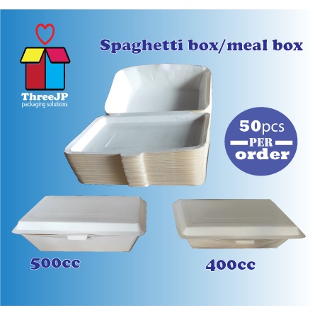 50PCS SPAGHETTI BOX LAMINATED WHITE, 500cc & 400cc | Shopee Philippines