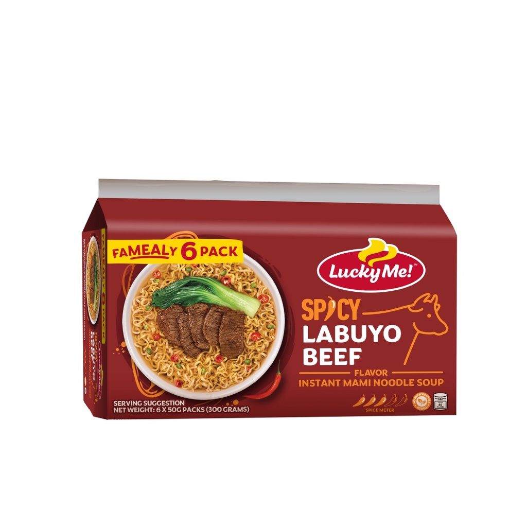 Lucky Me! Instant Noodle Soup Spicy Labuyo Beef Multipack 6 Pieces 50g ...