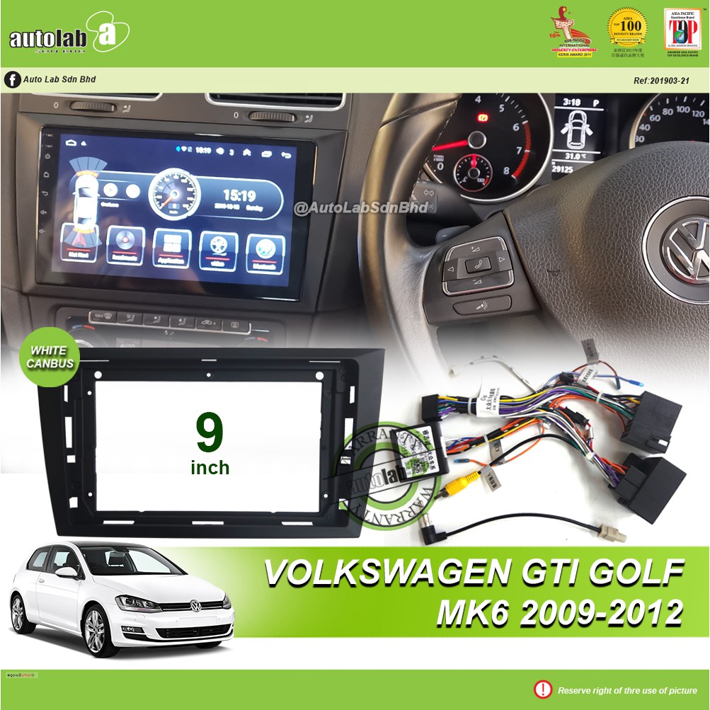 Android Player Casing 9" Volkswagen GTI Golf MK6 2009-2012 (with Socket ...
