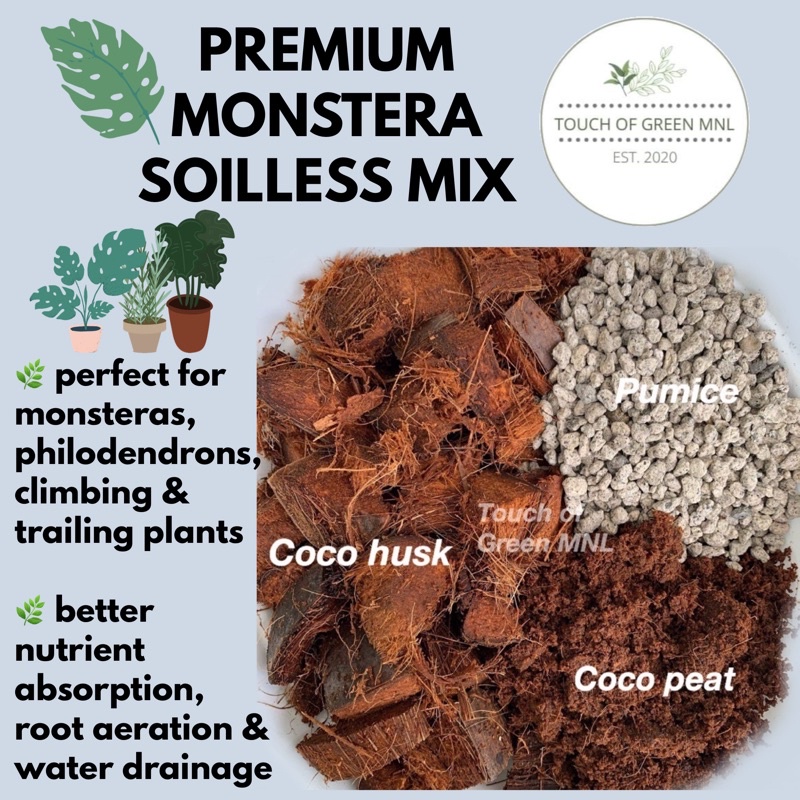 4 liters Monstera Mix Soilless Mix Coco Husk, Pumice and Coco Peat ...
