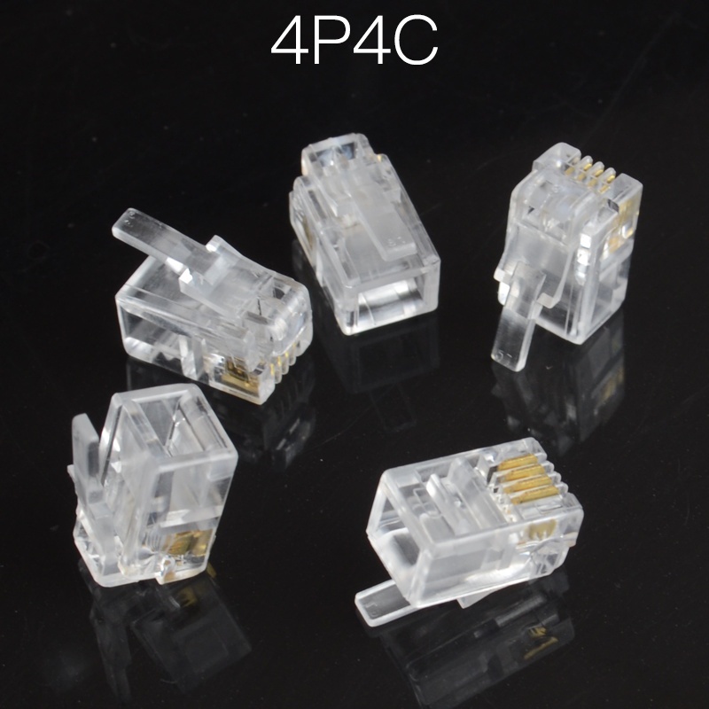 20pcs 4Pin RJ10 Telephone Cable End Connectors Plugs 4P4C | Shopee ...