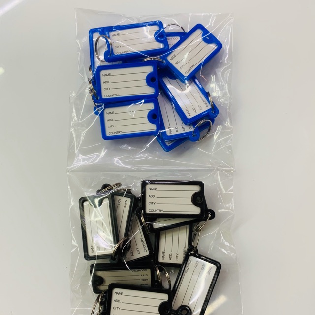 12 pcs Plastic Keychain Key Tags ID Label Name Tags Split Ring | Shopee ...