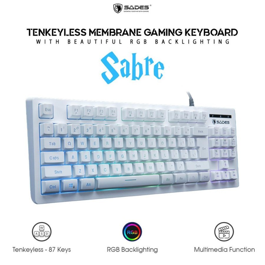 PUTIH Sades Saber TKL RGB Gaming Keyboard - White | Shopee Philippines