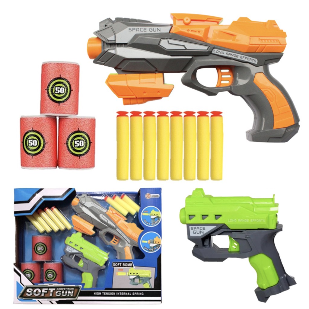 2 Pcs Competition Soft Gun toy Space Gun Bundle With 8 PCs soft Bullets ...