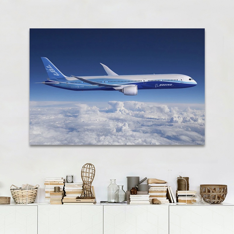 Boeing 787 airline dreamliner sky cloud airplane poster painting house ...